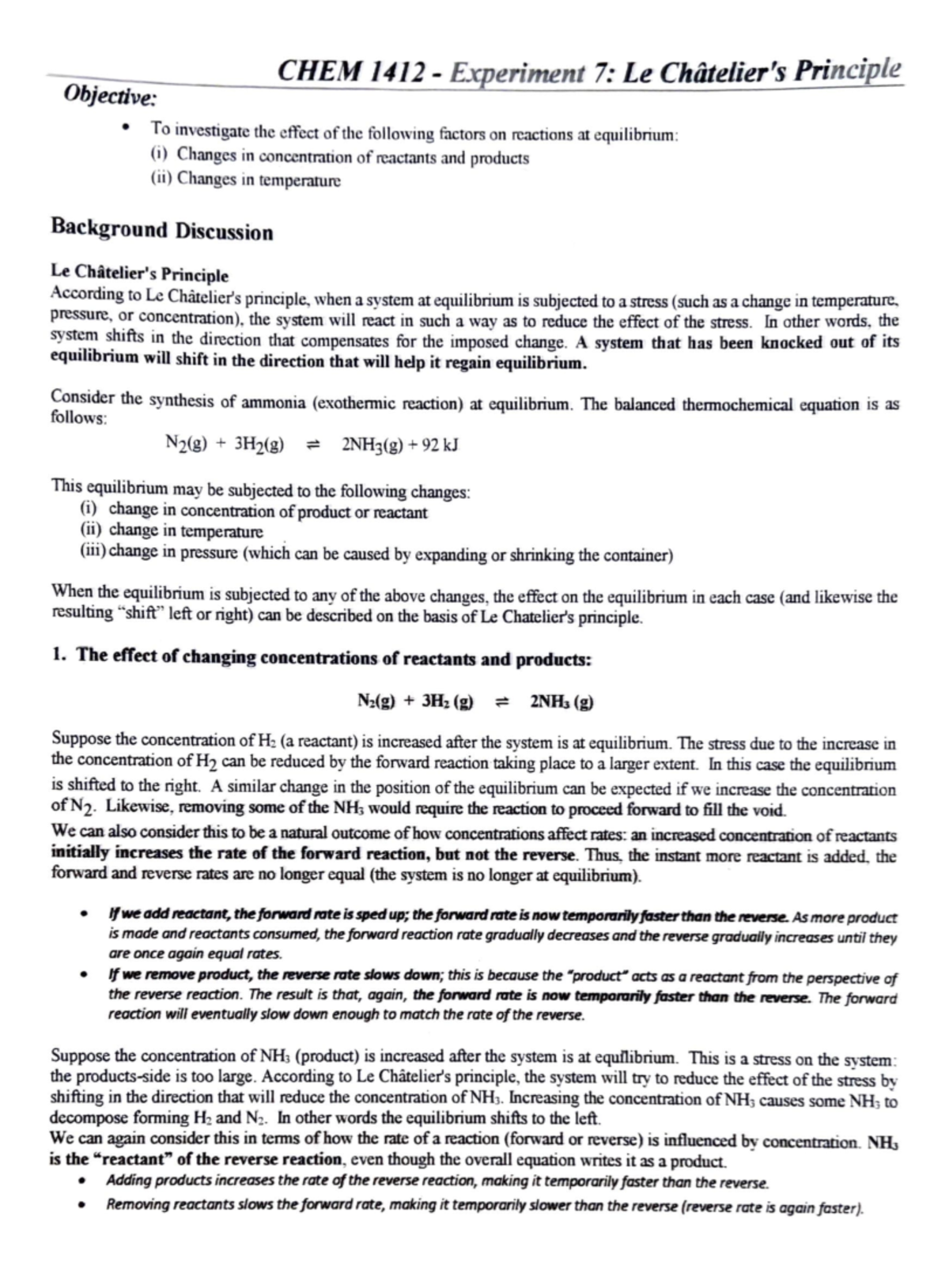 Chem lab notes 1 - lab assignment - Objecdve: CHEM 1412- Experiment 7 ...