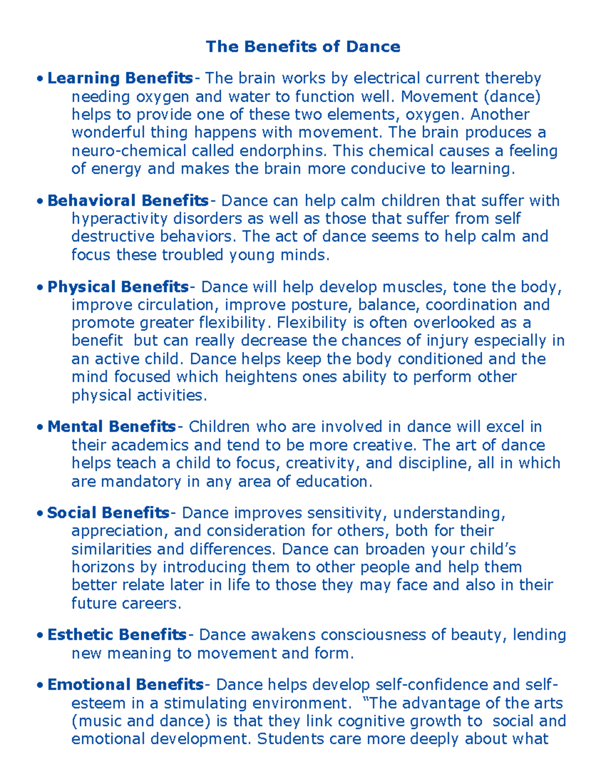 The Benefits of Dance - You can contact me for more info. - The ...