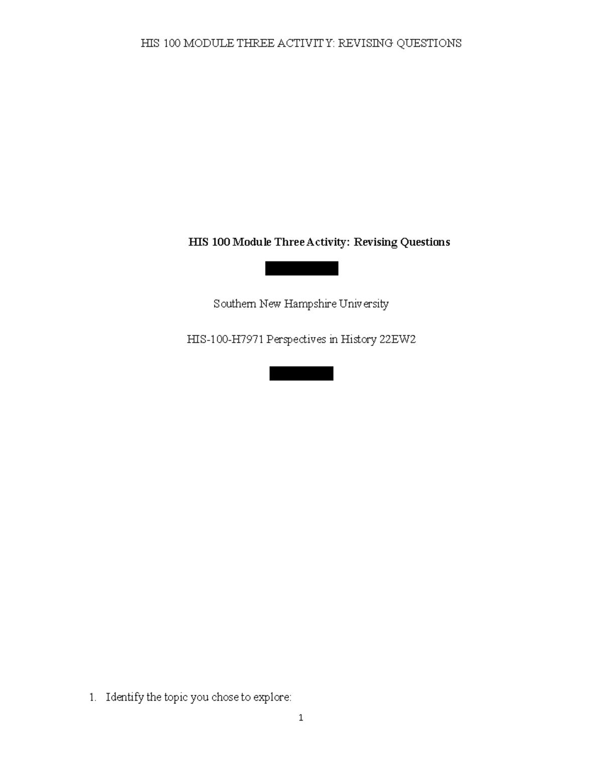 Module Three Activity - Revising Questions 2 - HIS 100 Module Three ...