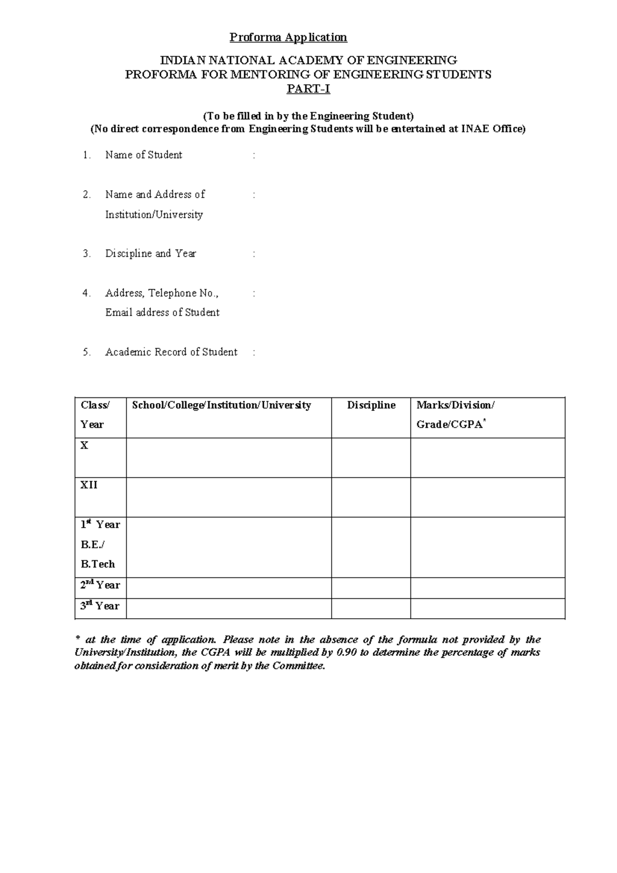 Proforma-FOR- Mentoring-OF- Engineering- Students - Proforma ...