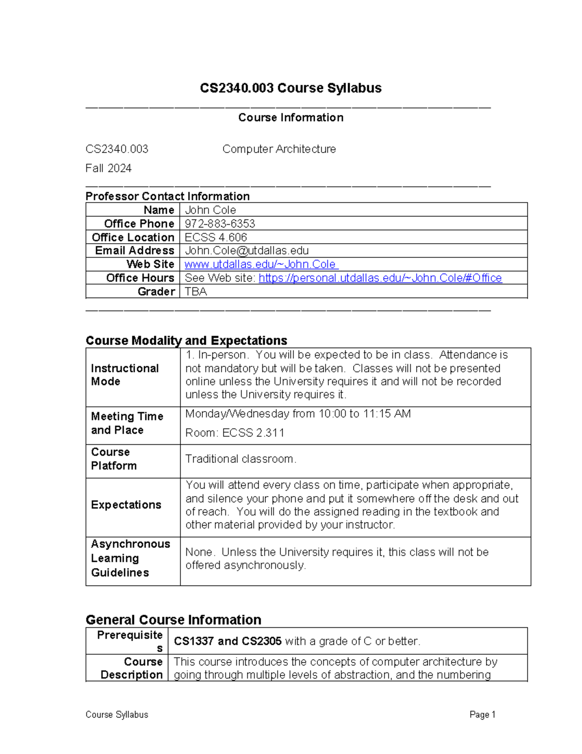 CS2340 Fall2024Syllabus - CS2340 Course Syllabus - Studocu