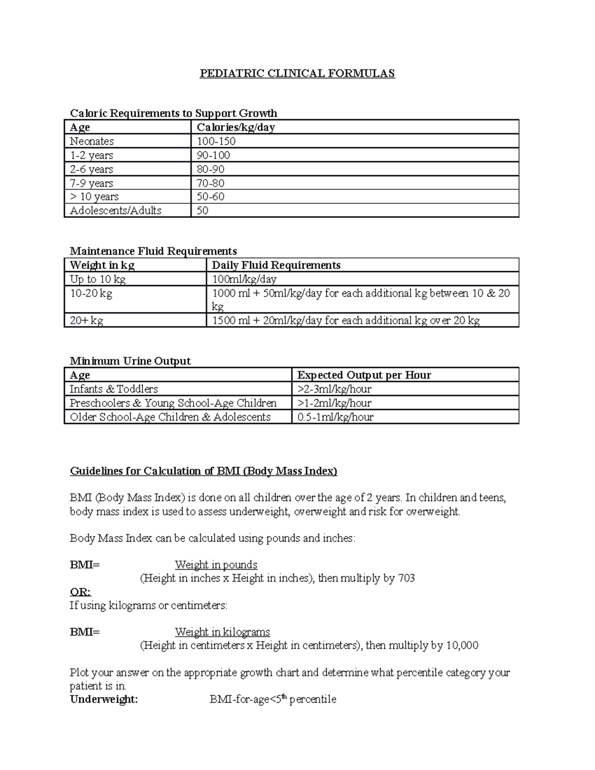 N1230 Pediatric Clinical Formulas - PEDIATRIC CLINICAL FORMULAS Caloric ...