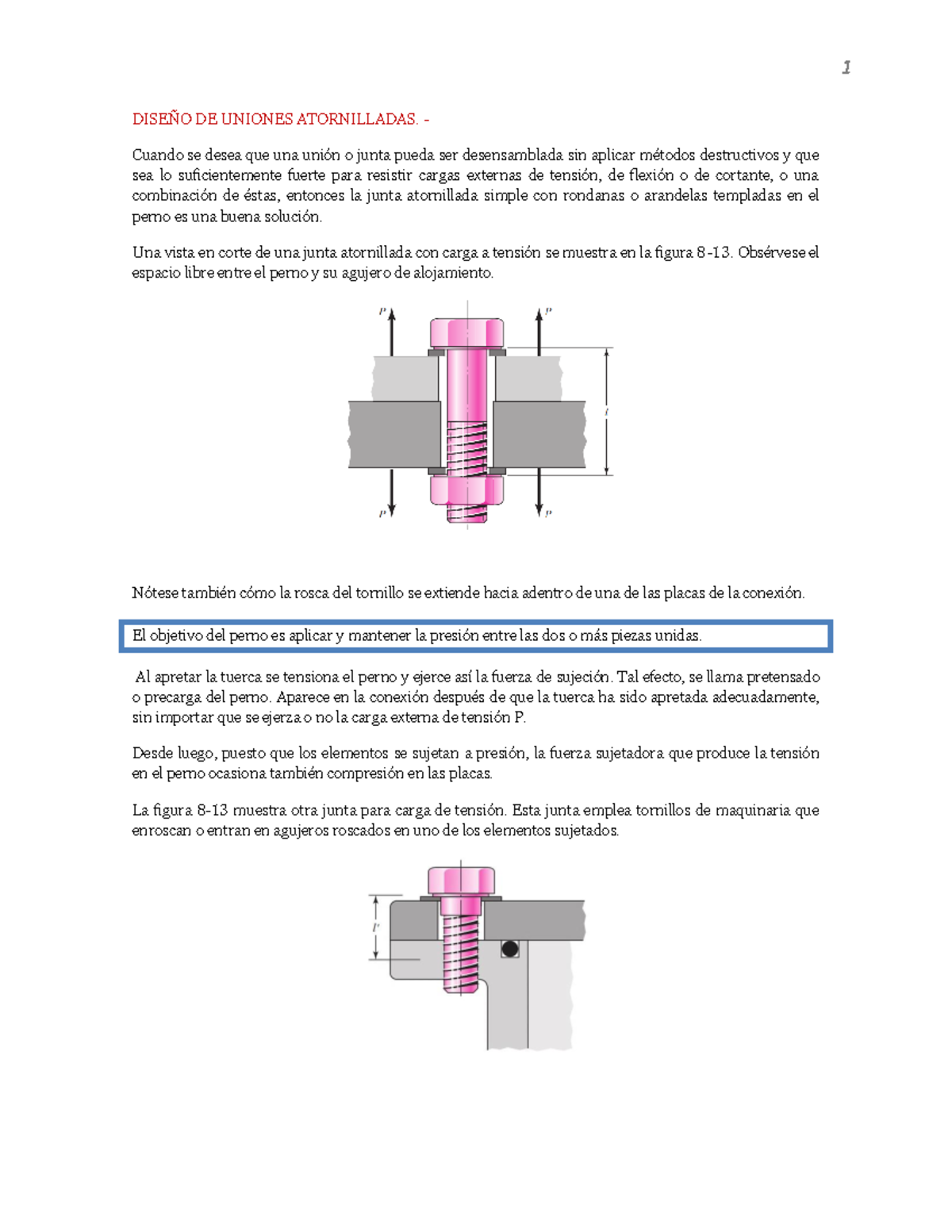 Diseño de uniones atornilladas - DISEÑO DE UNIONES ATORNILLADAS ...