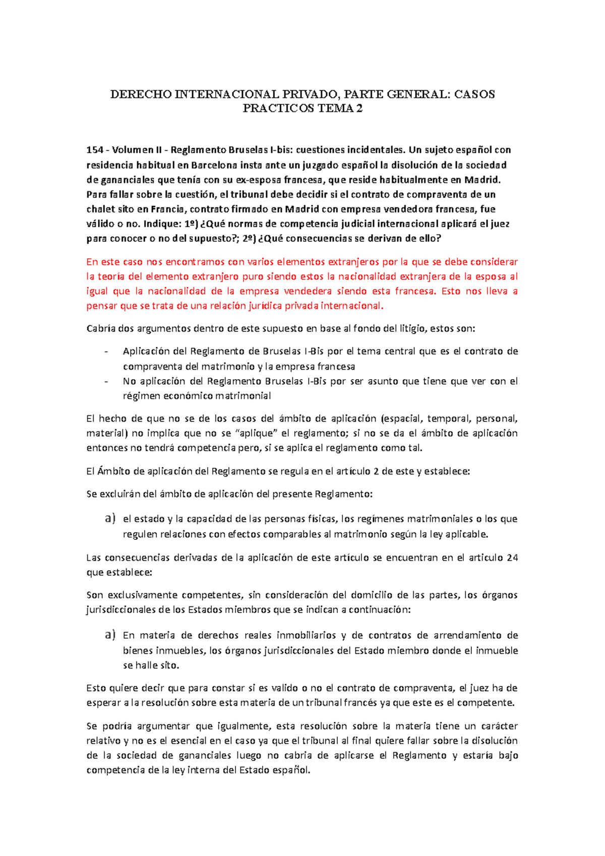 Casos Prácticos Tema 2 - DERECHO INTERNACIONAL PRIVADO, PARTE GENERAL: CASOS PRACTICOS TEMA 2 ...