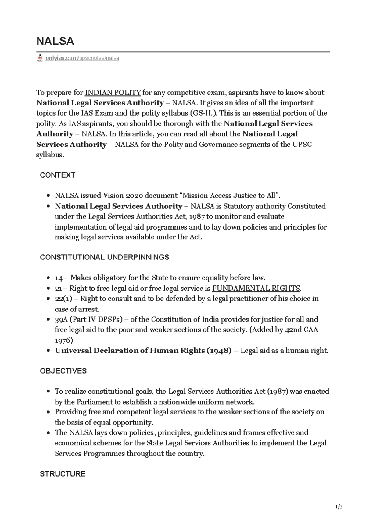 NALSA Judiciary - 1/ NALSA onlyias/upscnotes/nalsa To prepare for ...