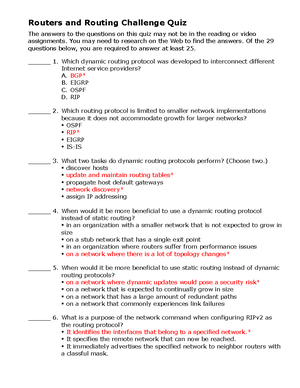 Routing Exercises - A router has the following routing table and the ...