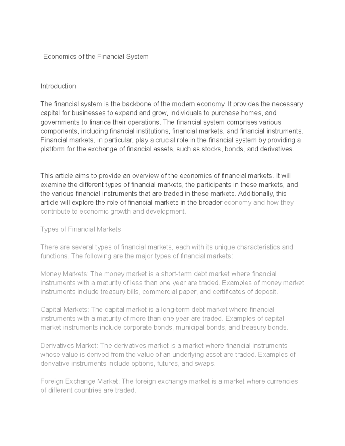 Economics of the Financial System - Economics of the Financial System ...