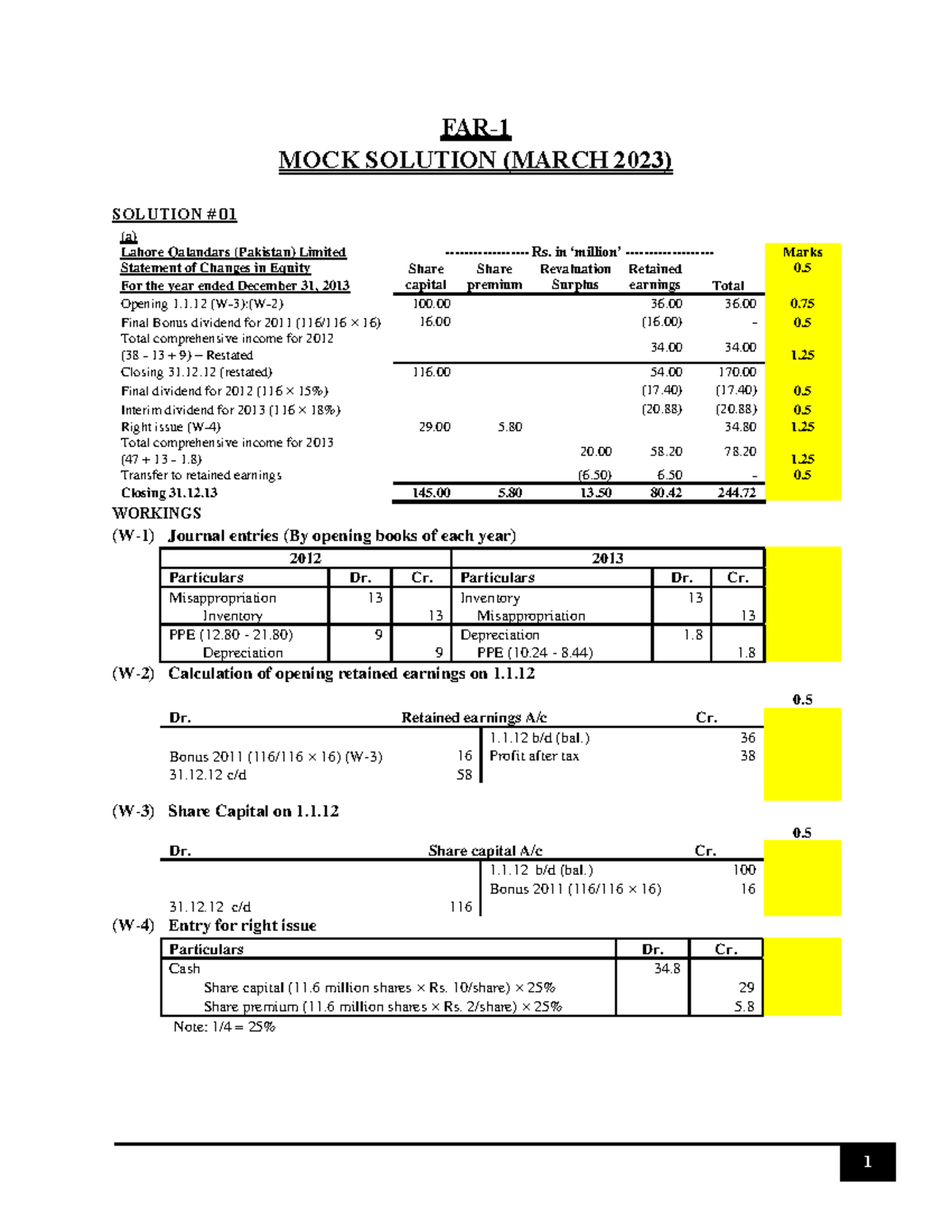FAR-I MOCK Solution ( March 2023) ( Typed 22-08-2023) - FAR- MOCK SOLUTION (MARCH 2023) SOLUTION ...