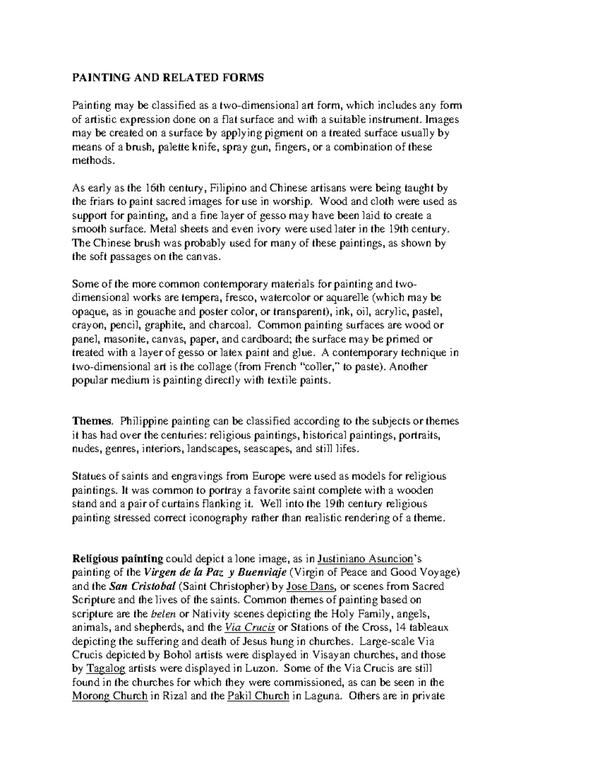 VA6 - Painting AND Related Forms - Arts Appreciation - FEU - Studocu