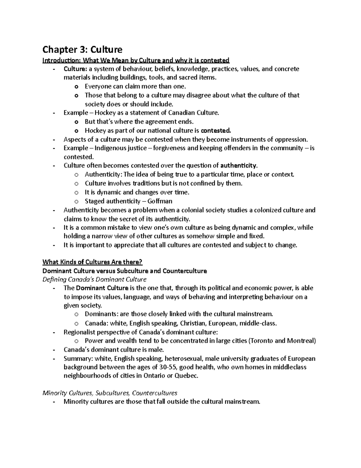 Chapter 3 - Fall term - online - Chapter 3: Culture Introduction: What ...