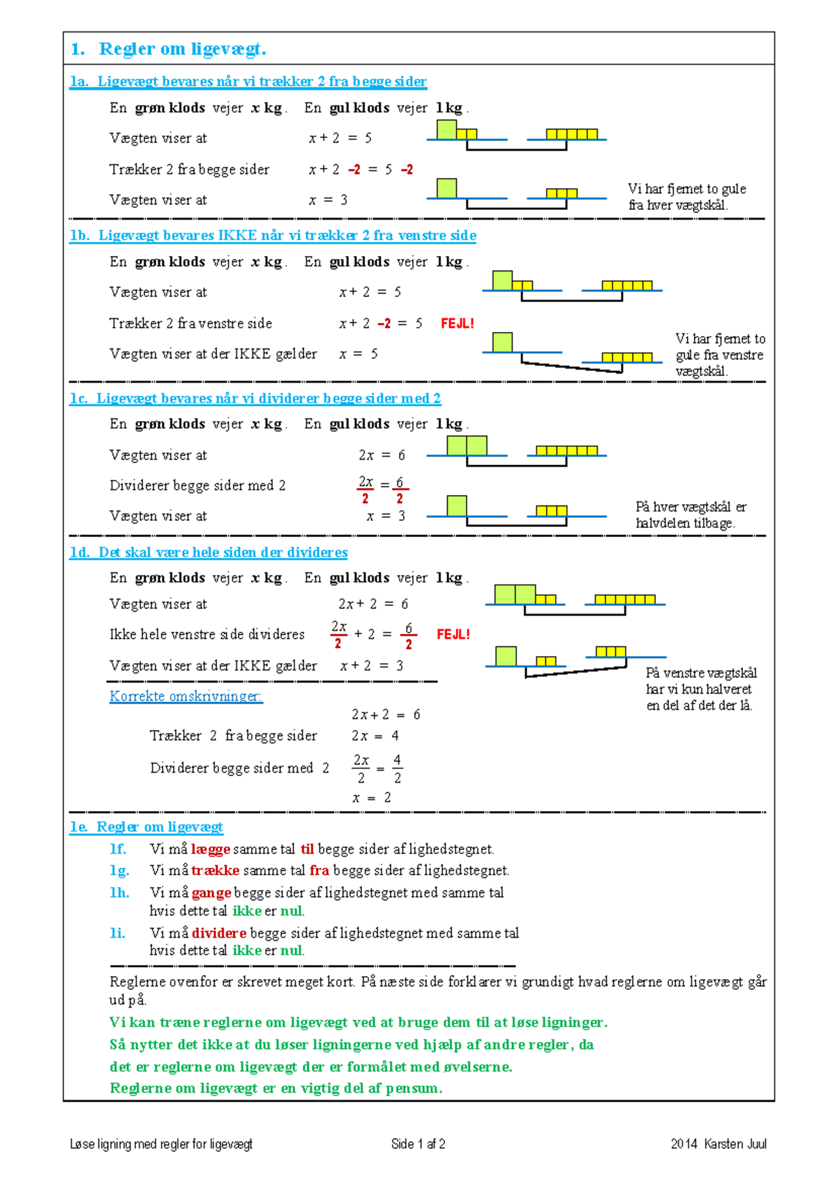 Ligninger med ligevægt - LÄse ligning med regler for ligevÅgt Side 1 af ...