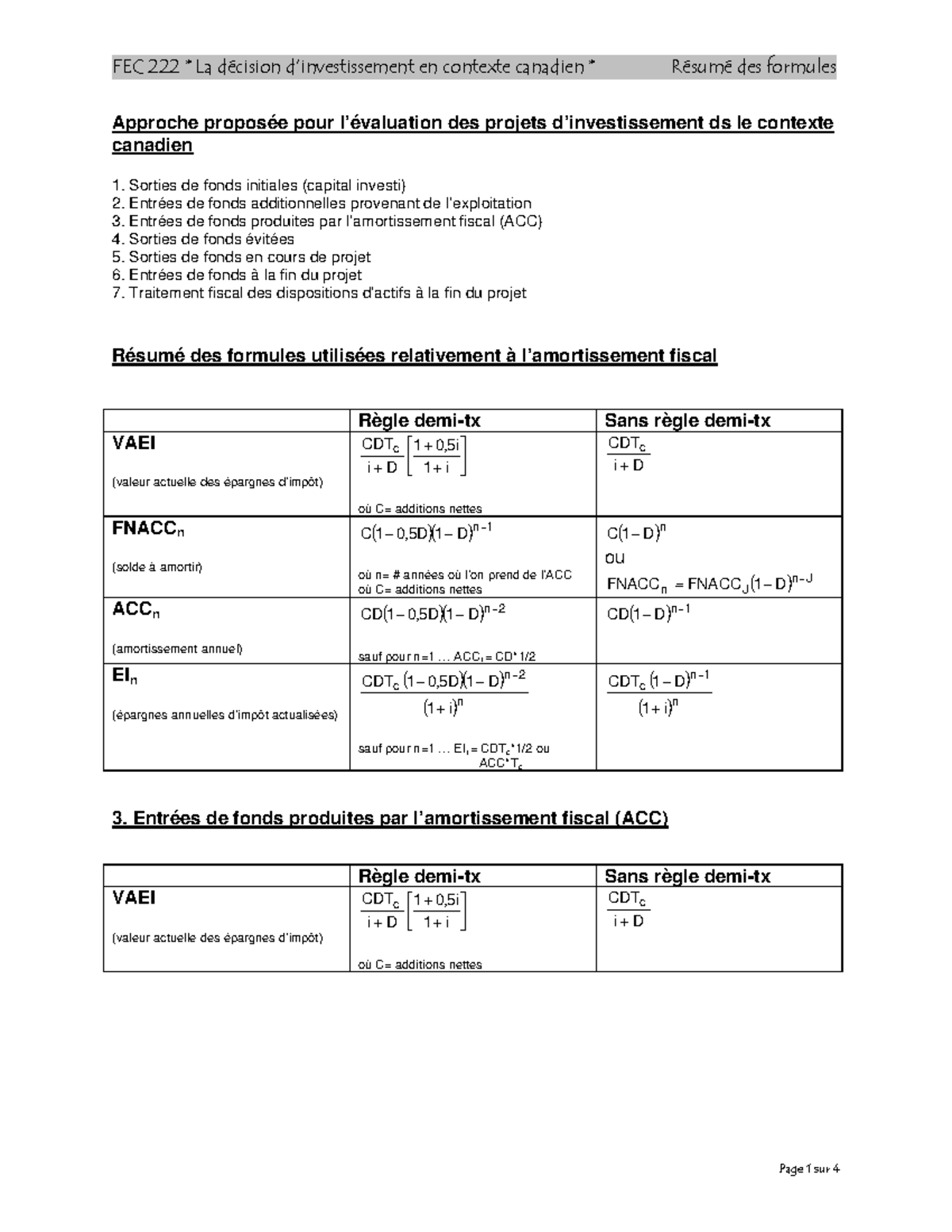 Formules décision dinvestissement - Approche proposée pour l’évaluation ...