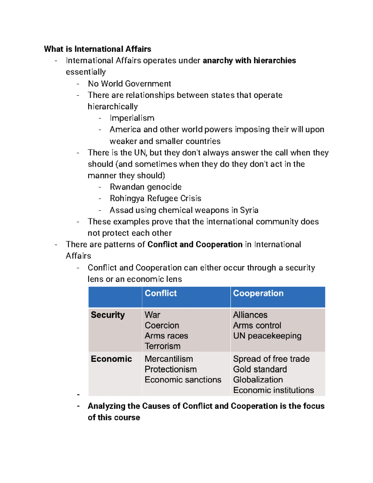 Copy of Intro to IA Notes Mega Doc - What is International Affairs ...