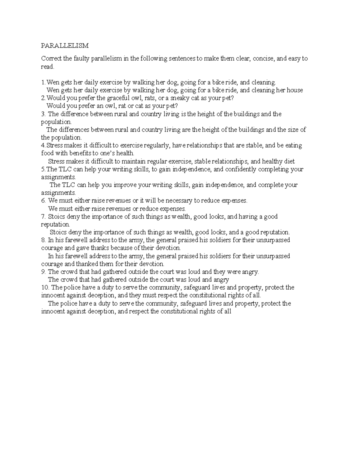 Assignment 4- Parallelism - PARALLELISM Correct the faulty parallelism in the following ...