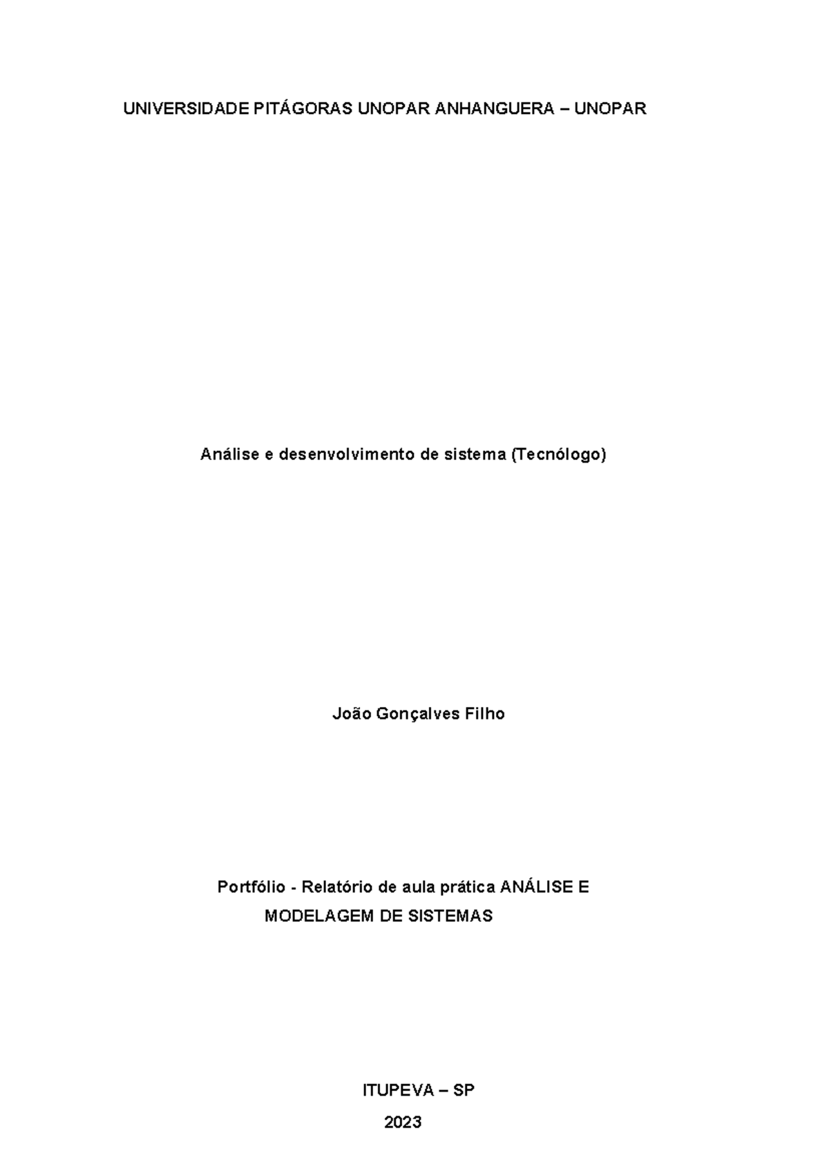 Relatório de Aula Prática - Análise e Modelagem de Sistemas- JOÃO ...