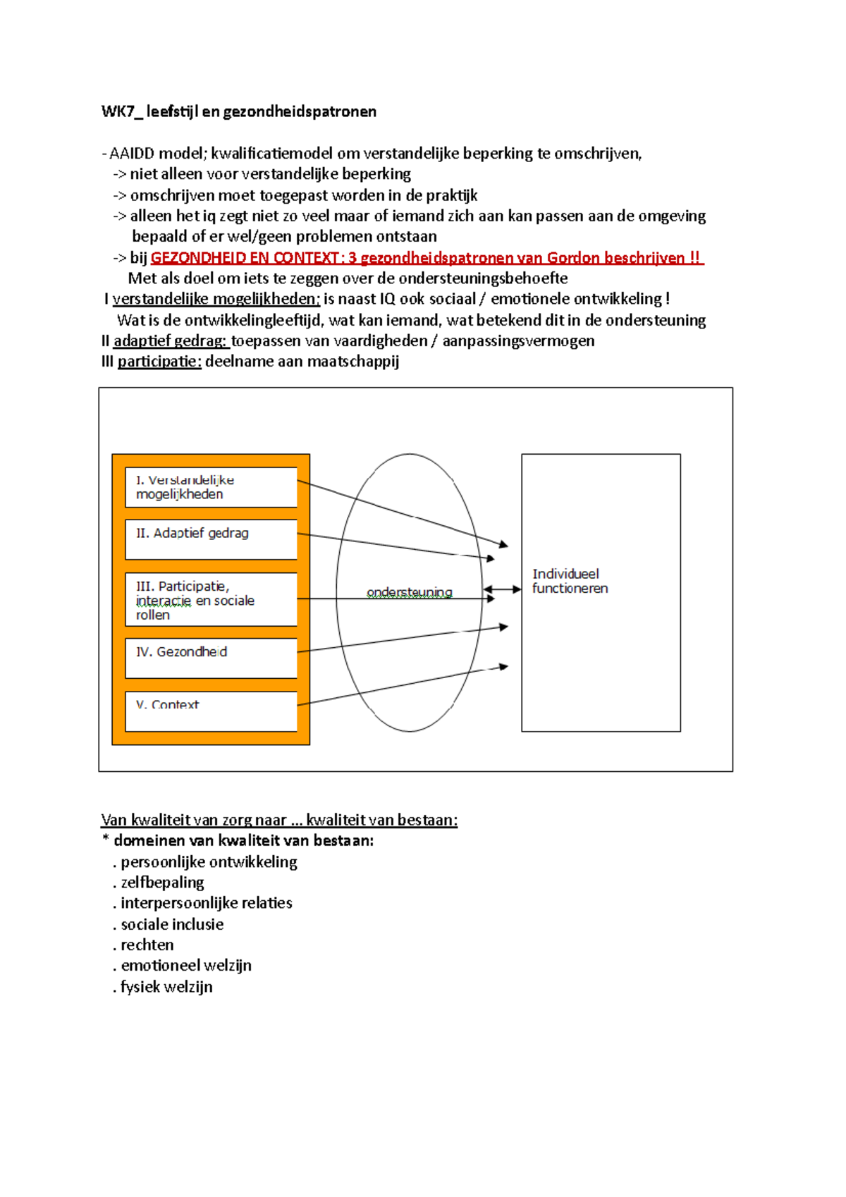 WK7 Gezondheid - WK7_ leefstijl en gezondheidspatronen AAIDD model ...