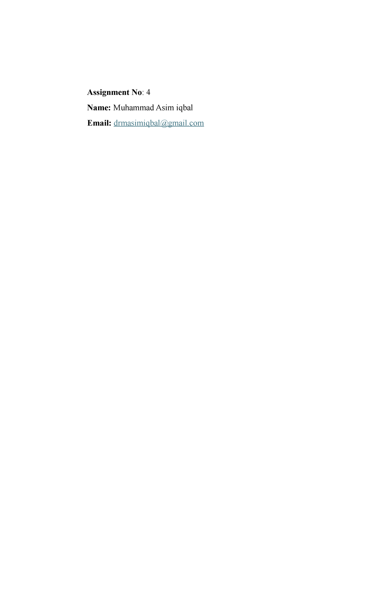 Application for rejection of plaint - Assignment No: 4 Name: Muhammad ...