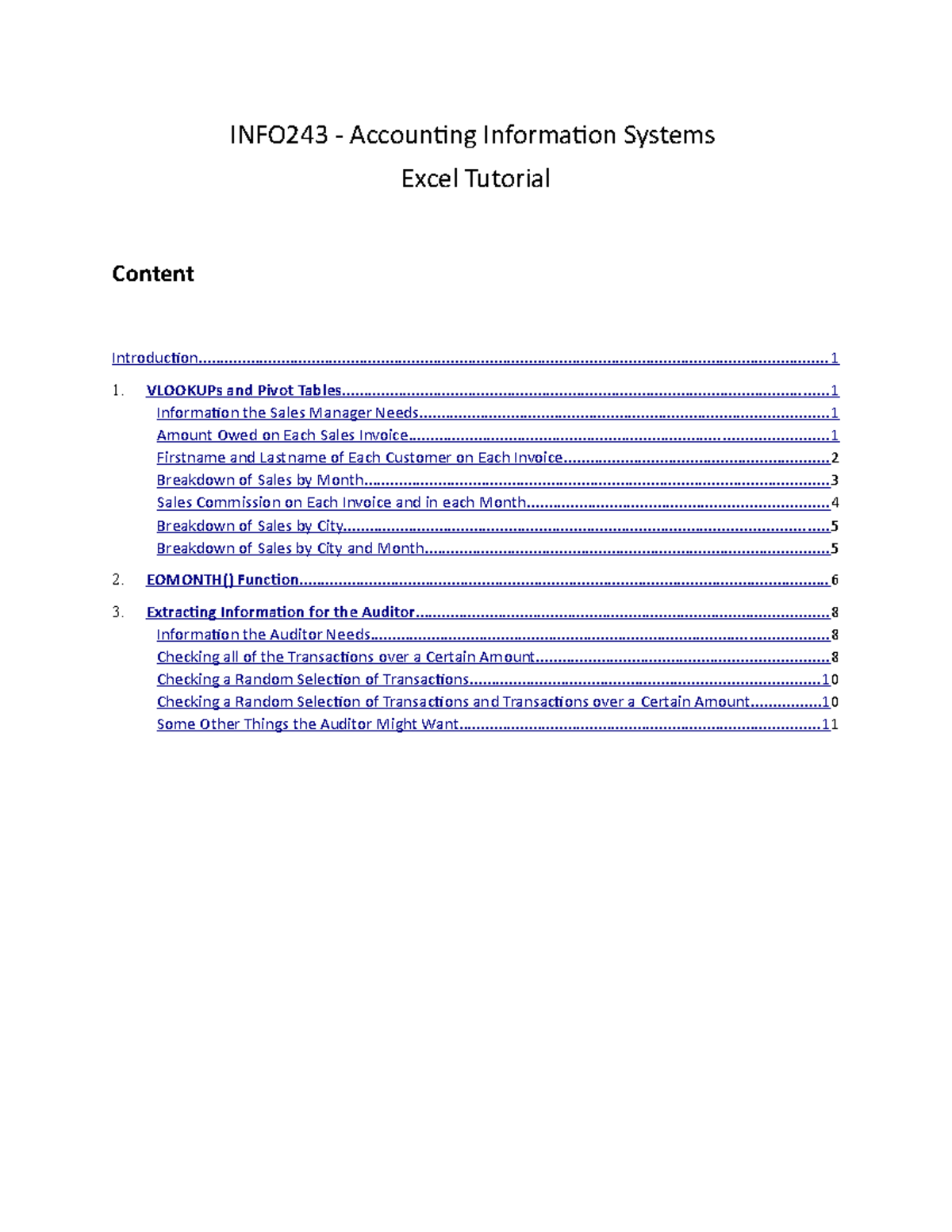 INFO243 Excel Tutorial #1 - INFO243 - Accounting Information Systems ...