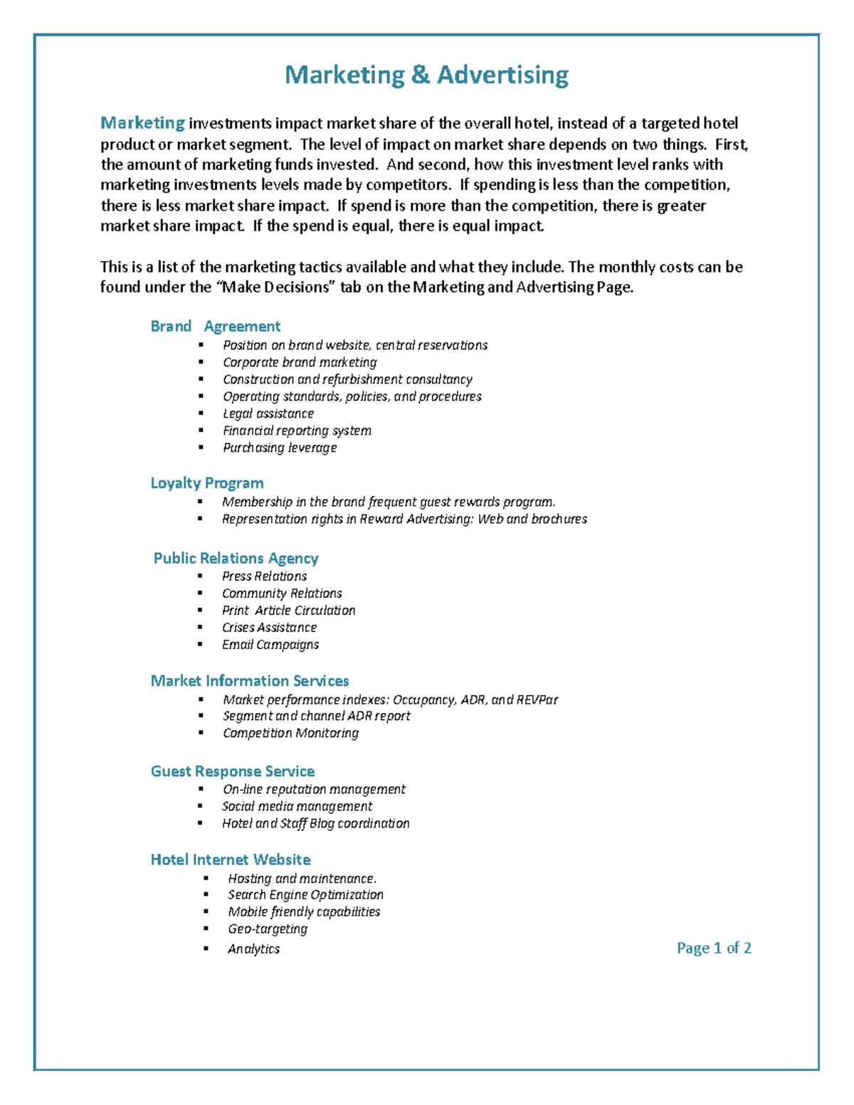 Marketing advertising - Marketing & Advertising Marketing investments ...