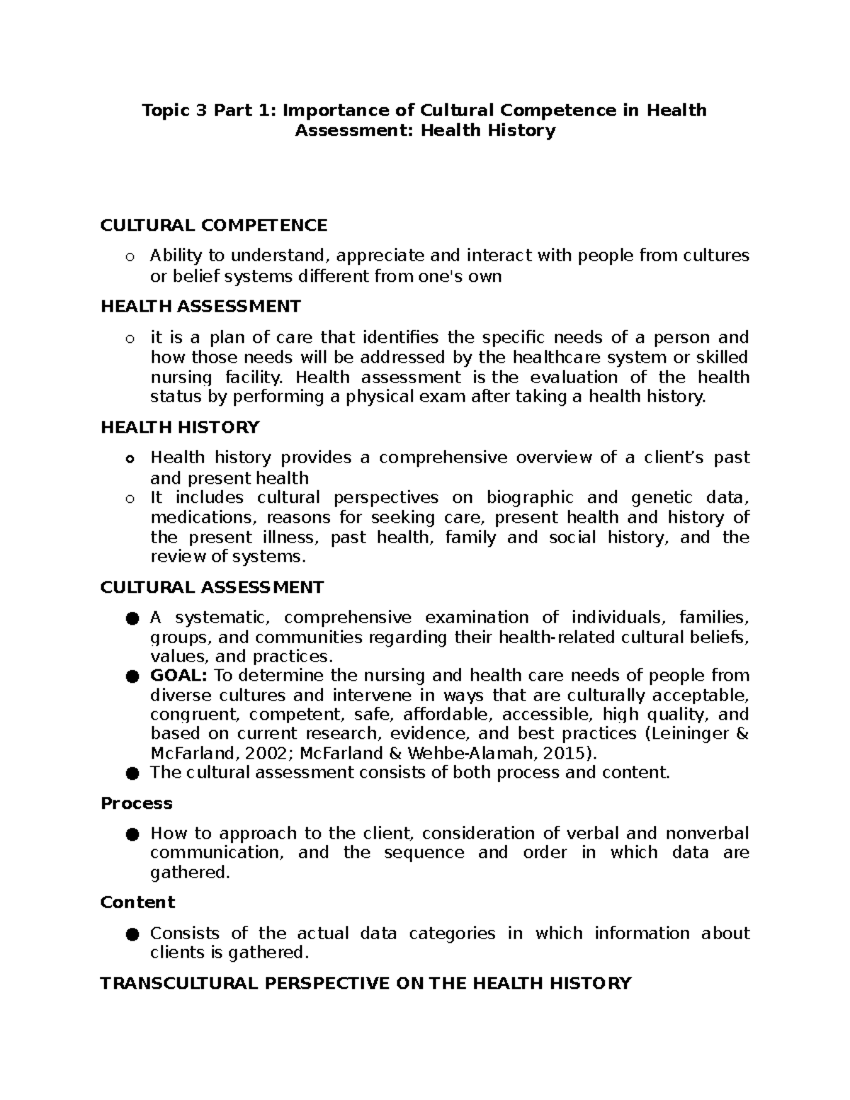 Topic 3 Part 1 Importance of Cultural Competence in Health Assessment ...