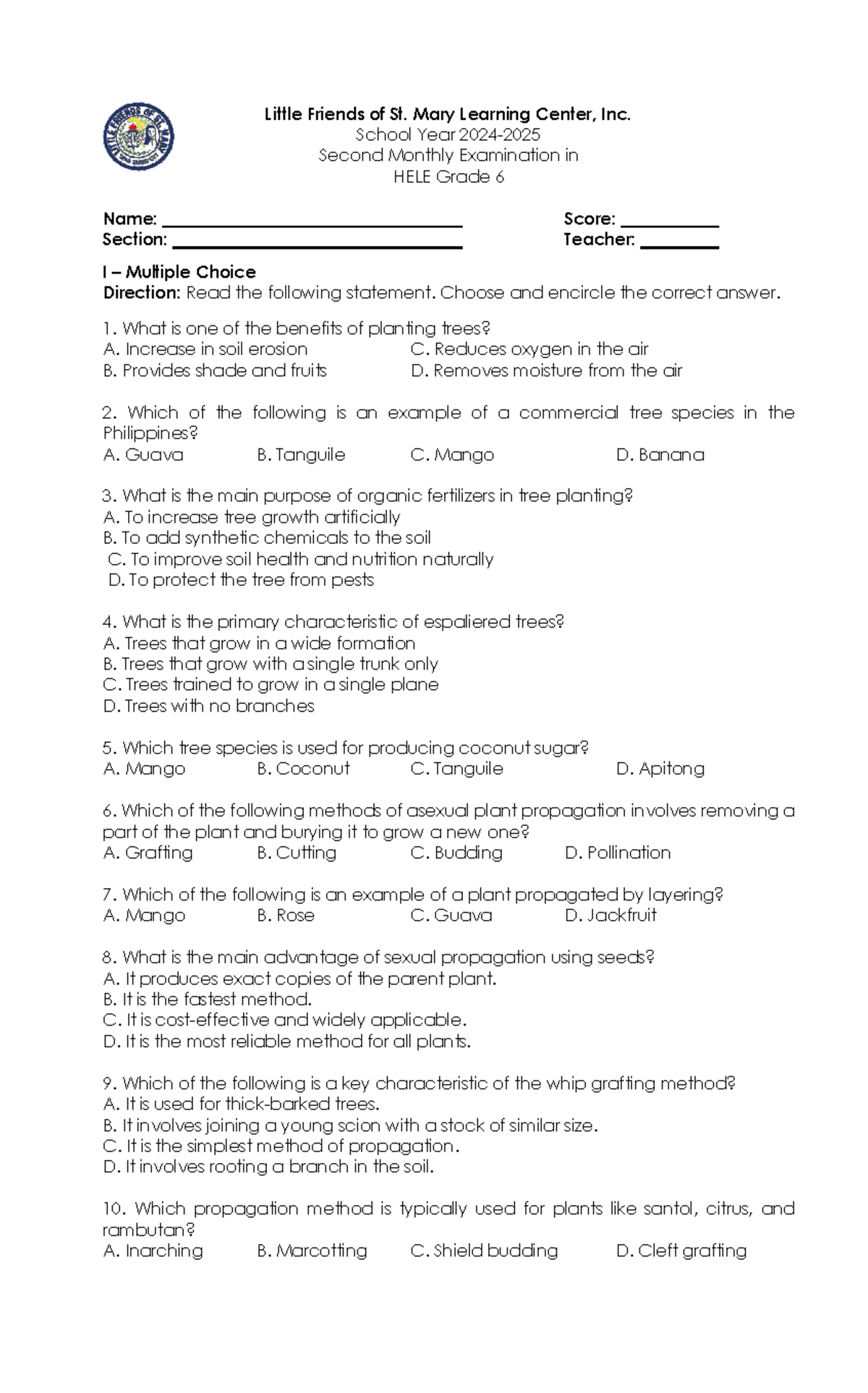 HELE 6 - bhubueu - Little Friends of St. Mary Learning Center, Inc ...