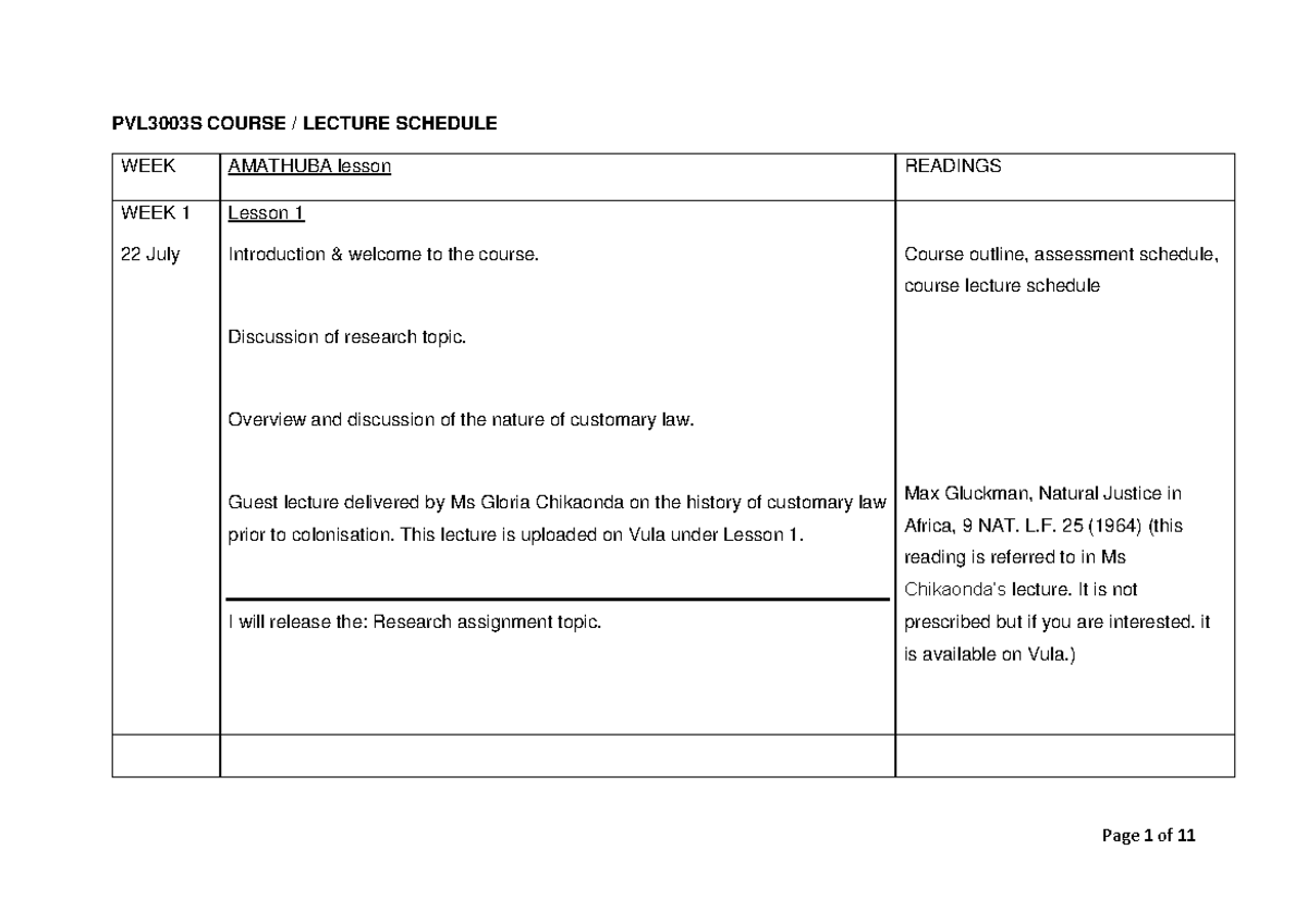 PVL3003S Lecture schedule 3rd term - PVL3003S COURSE / LECTURE SCHEDULE ...