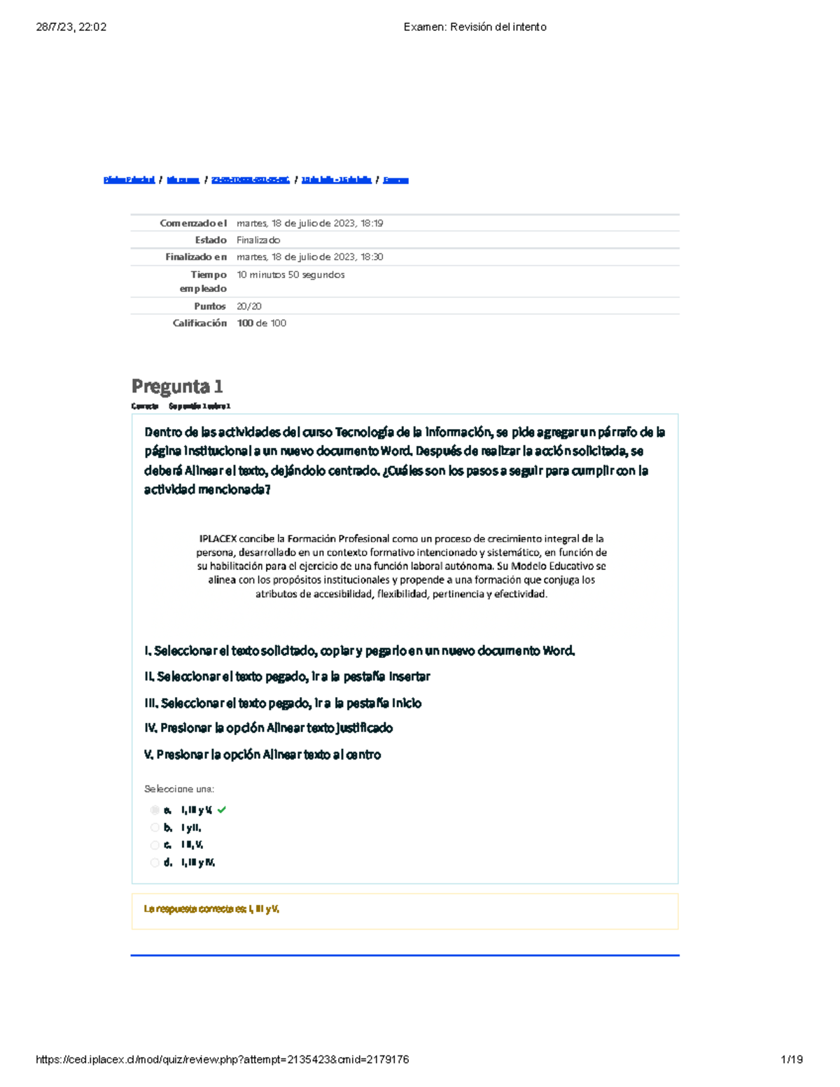 S5. S6. Examen Revisión - Página Principal / Mis cursos / 23-2B-TDI001 ...