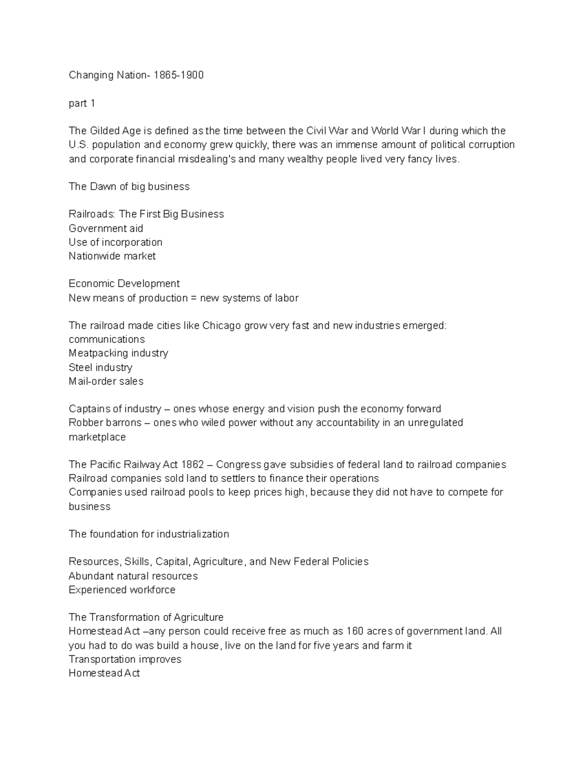 Changing Nation- 1865-1900 part 1 - Changing Nation- 1865- part 1 The ...