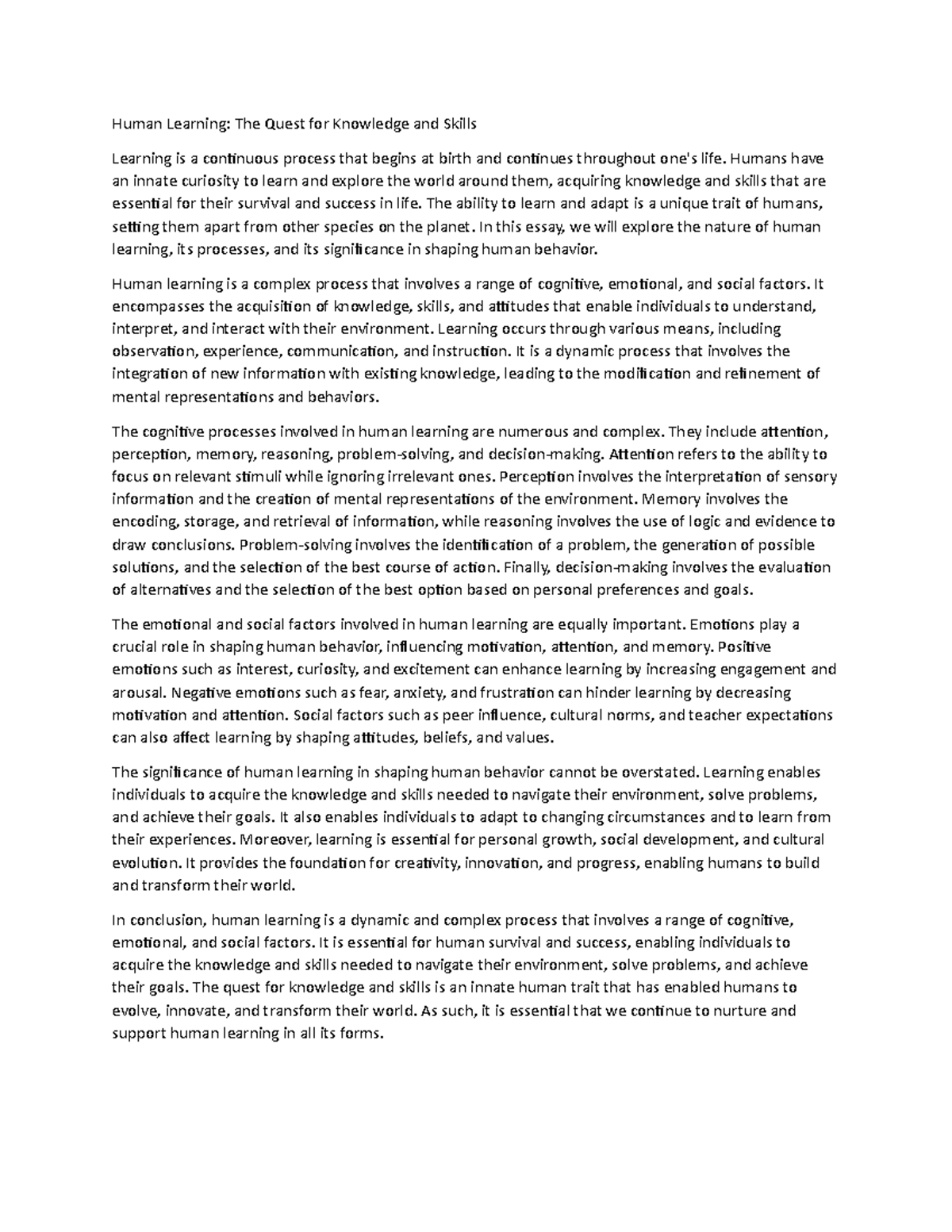 Human Learning - Humans have an innate curiosity to learn and explore ...