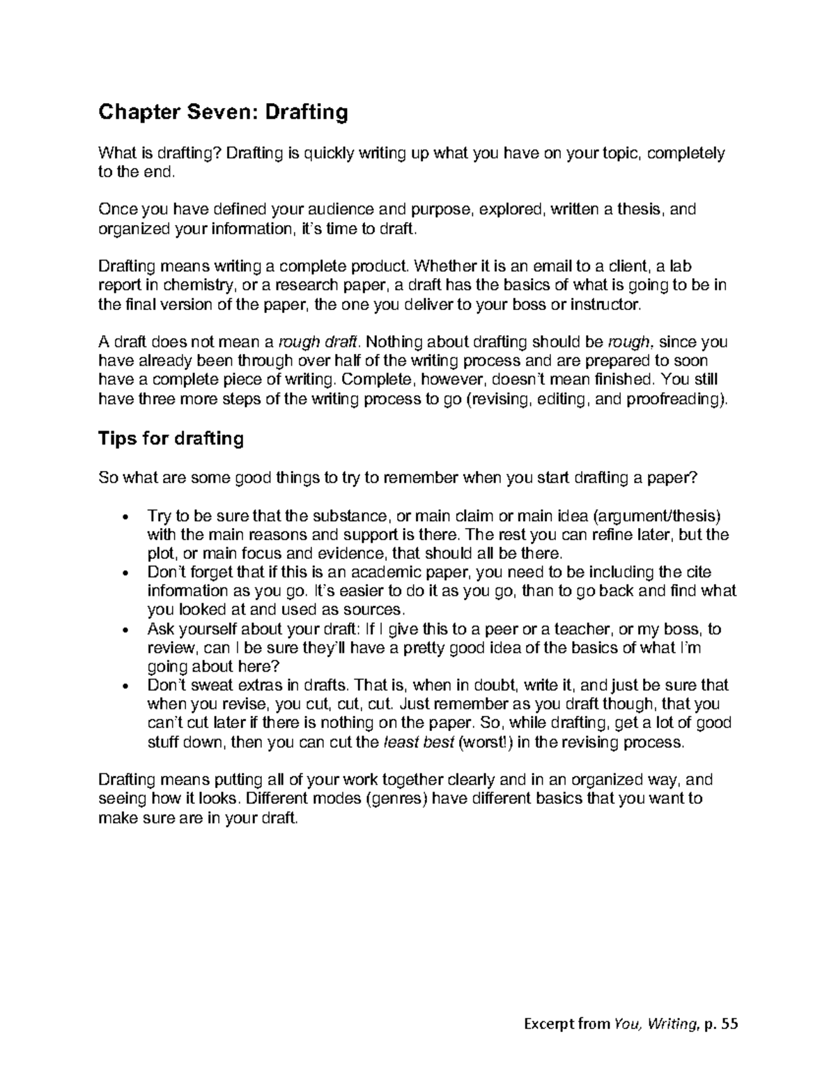 Drafting excerpt from You, Writing - Excerpt from You, Writing , p. 55 ...