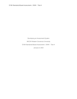 D184 Task 3 passed - Analyzing Assessment Data MSCIN Western Governors University D184 - Studocu