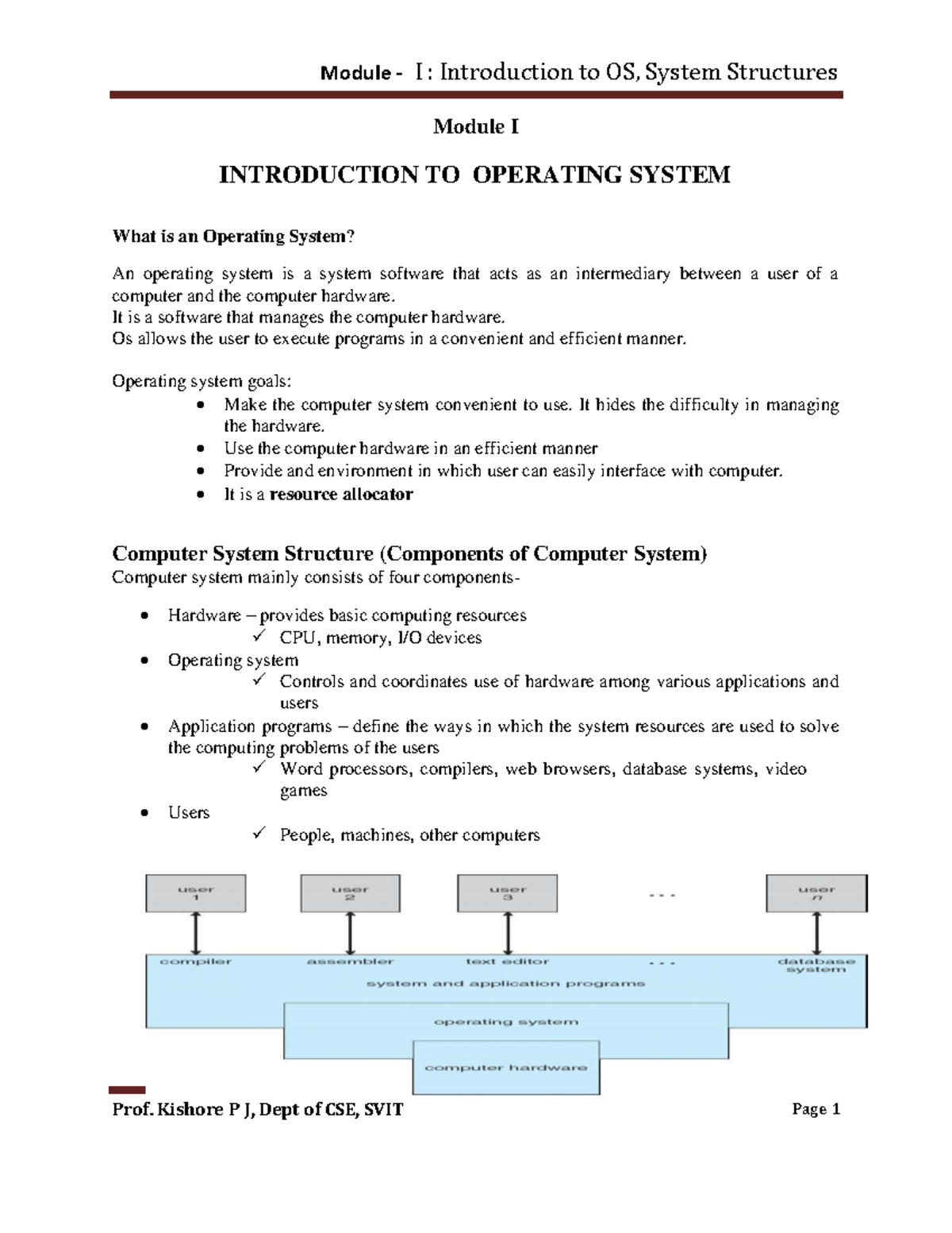 Module I - easy to understand - Module I INTRODUCTION TO OPERATING ...