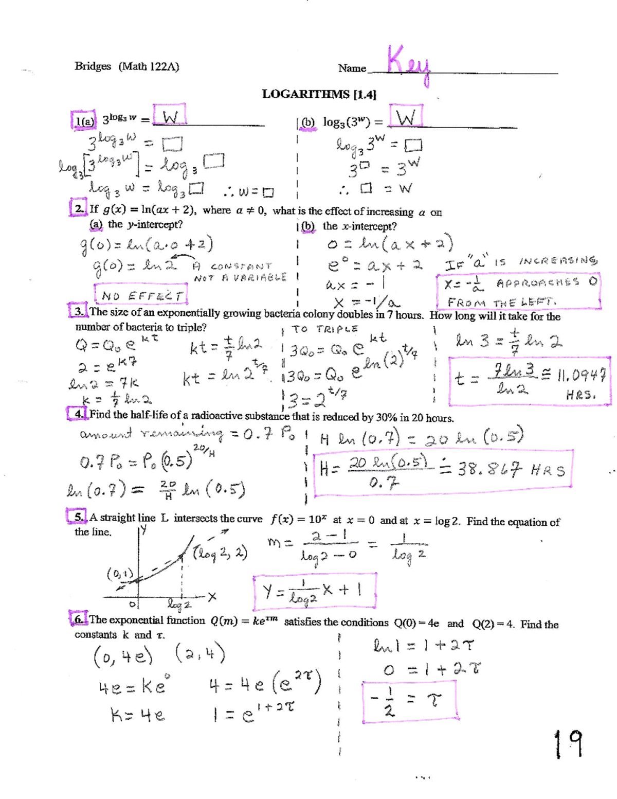CN-pg-19 Logs[ 1-4] - Answers to logarithms (1.4) - Bridges (Math 122A ...