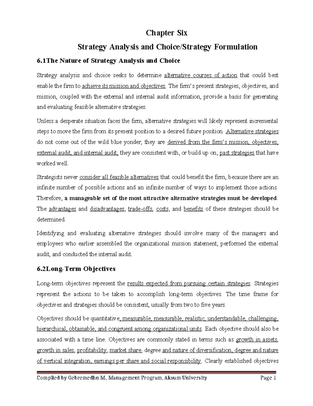 Chapter 6str - To support test bank - Chapter Six Strategy Analysis and ...