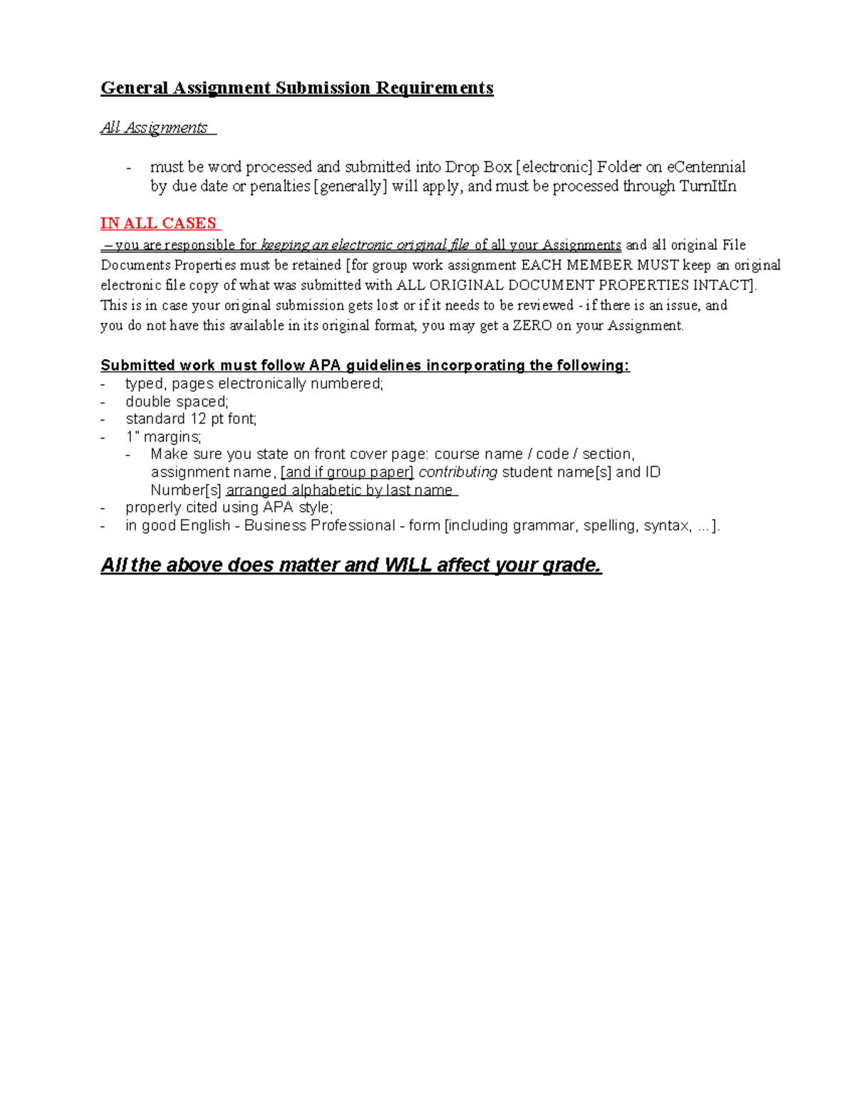 Assignment General Submission Requirements - General Assignment ...