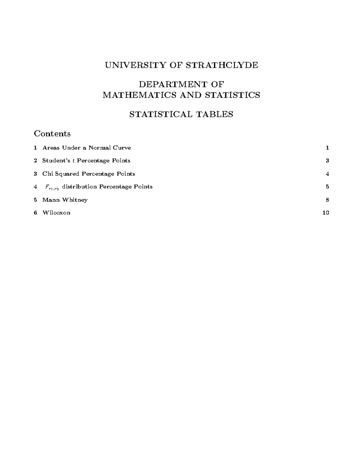 Statistical Tables - UNIVERSITY OF STRATHCLYDE DEPARTMENT OF ...