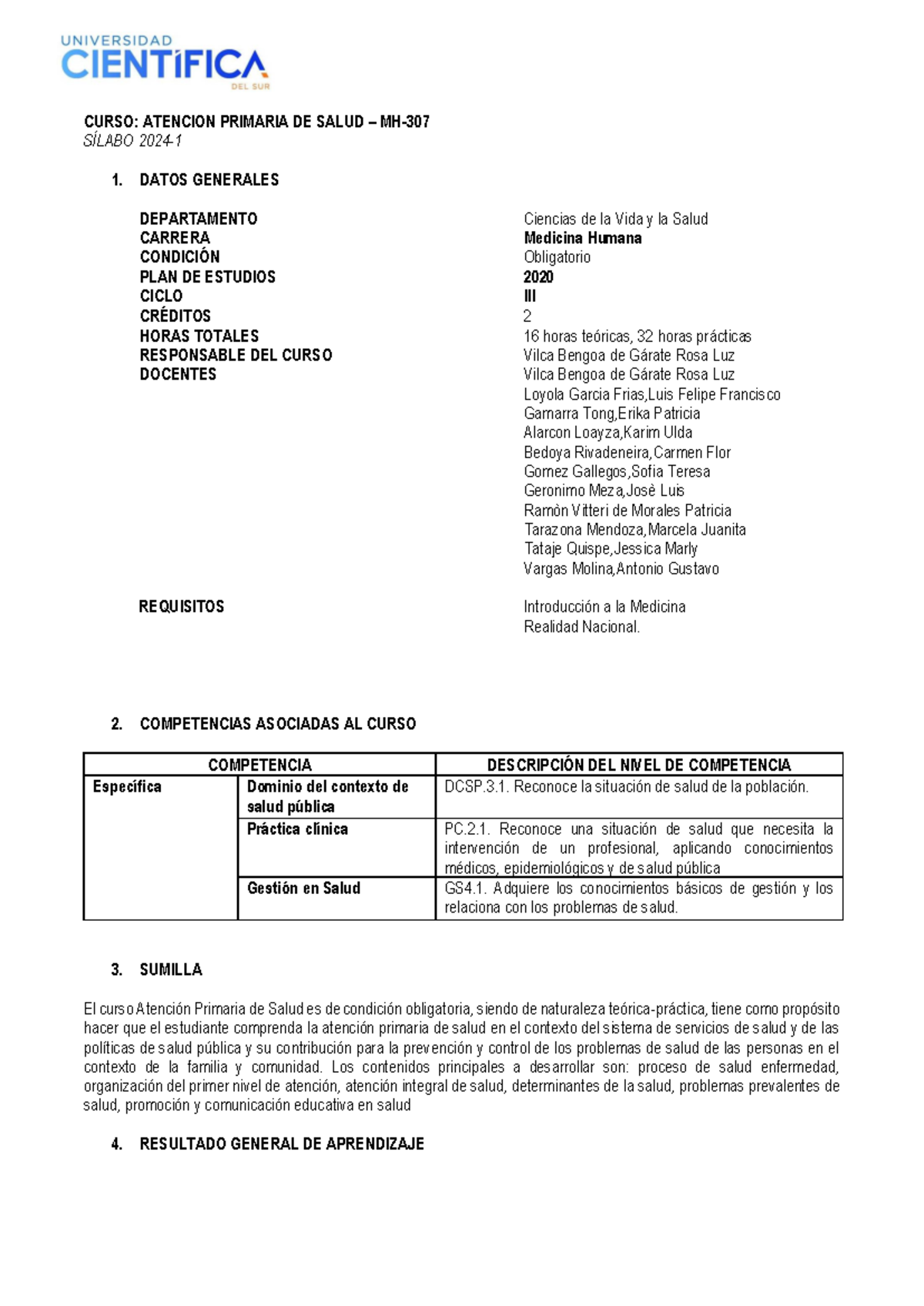 Atencion Primaria DE Salud MH-307 2024-1-1 - CURSO: ATENCION PRIMARIA ...