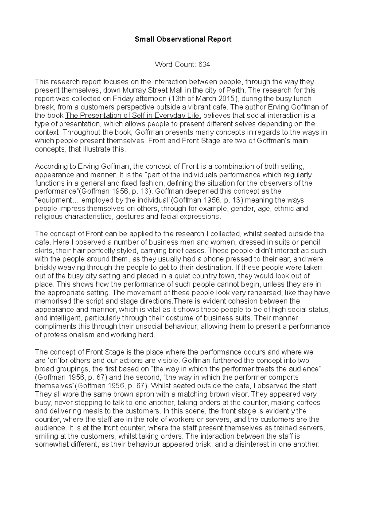 Report Small Observational - Small Observational Report Word Count: 634 ...