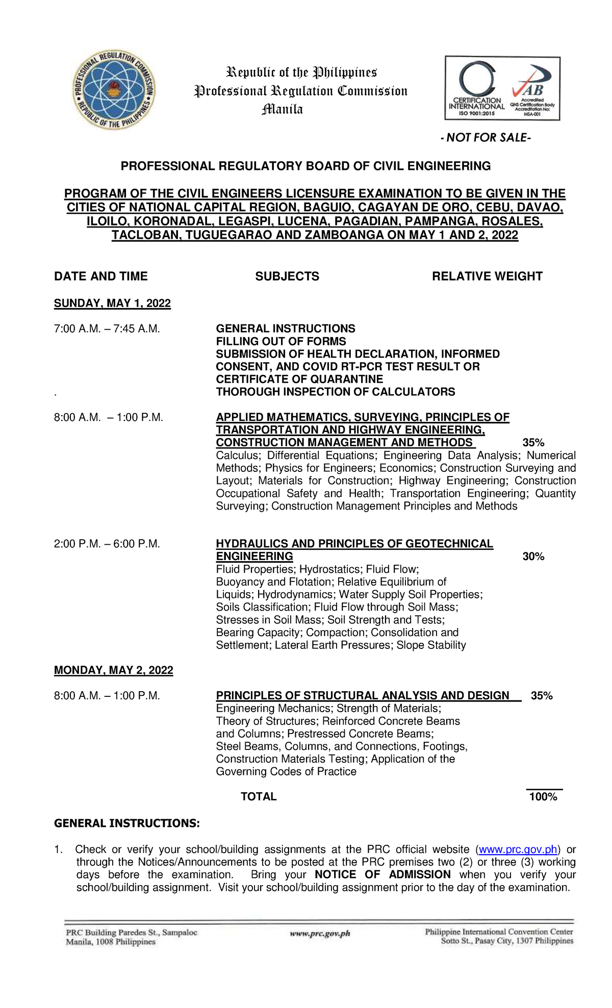 Board EXAM Topics - Republic of the Philippines Professional Regulation ...