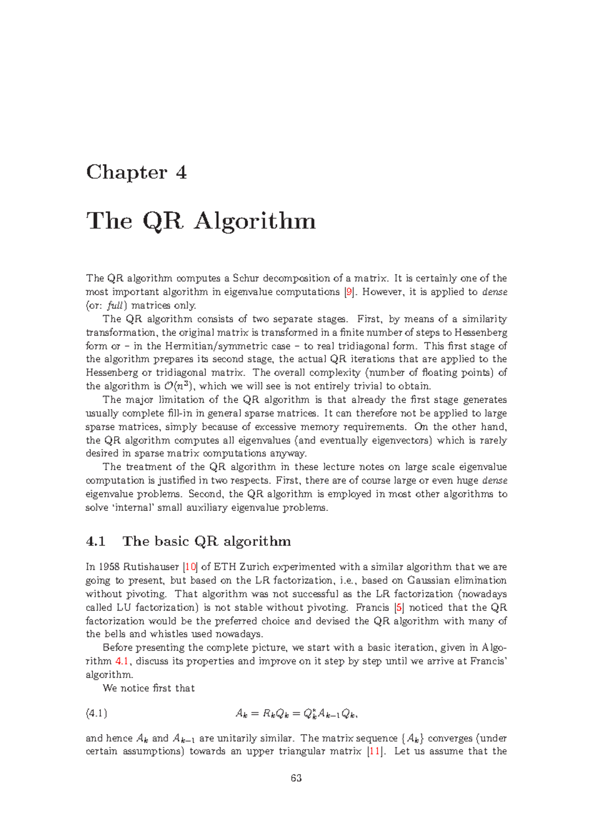 Imp - Lecture notes 3 - Chapter 4 The QR Algorithm The QR algorithm ...