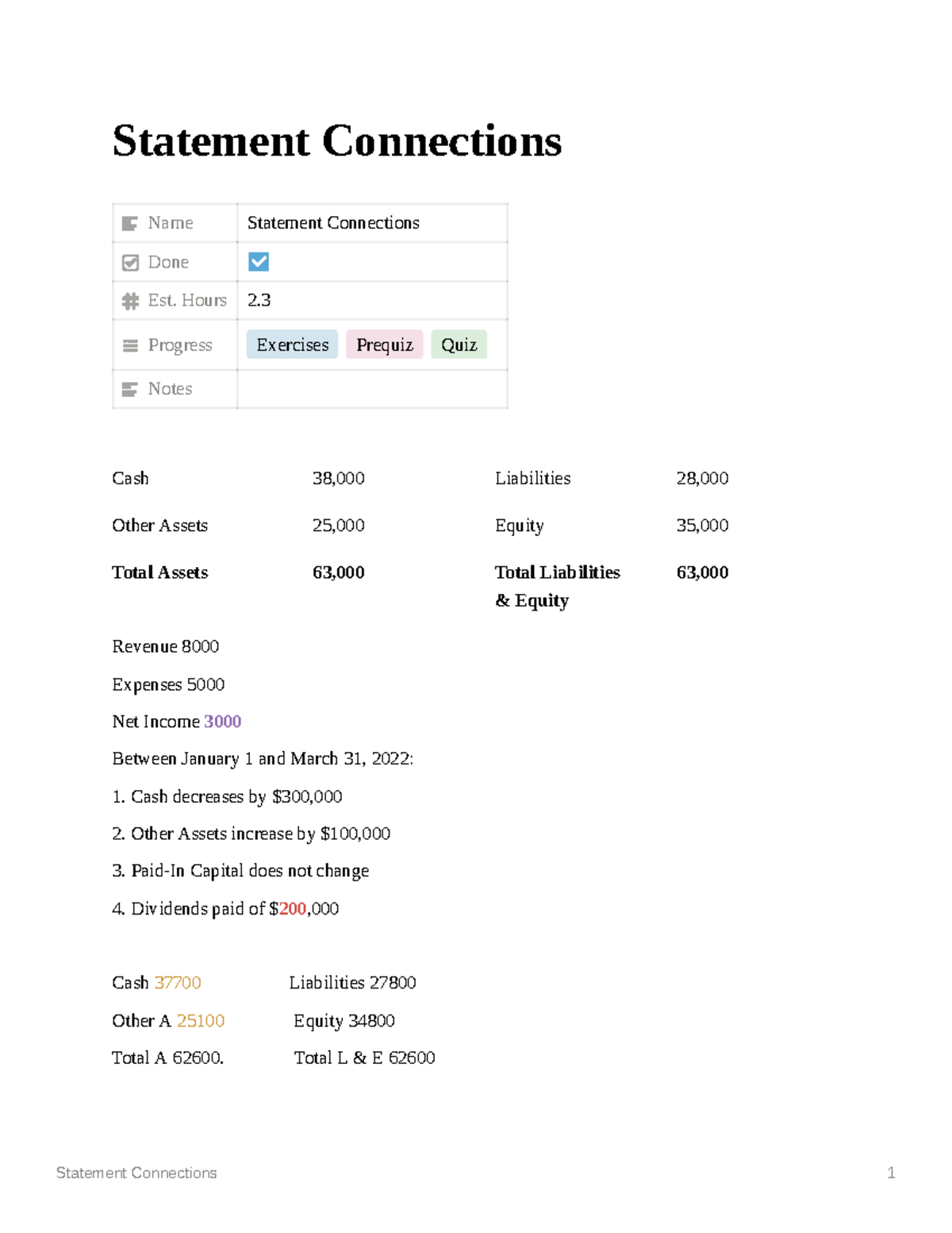 Statement Connections - Statement Connections Name Statement ...