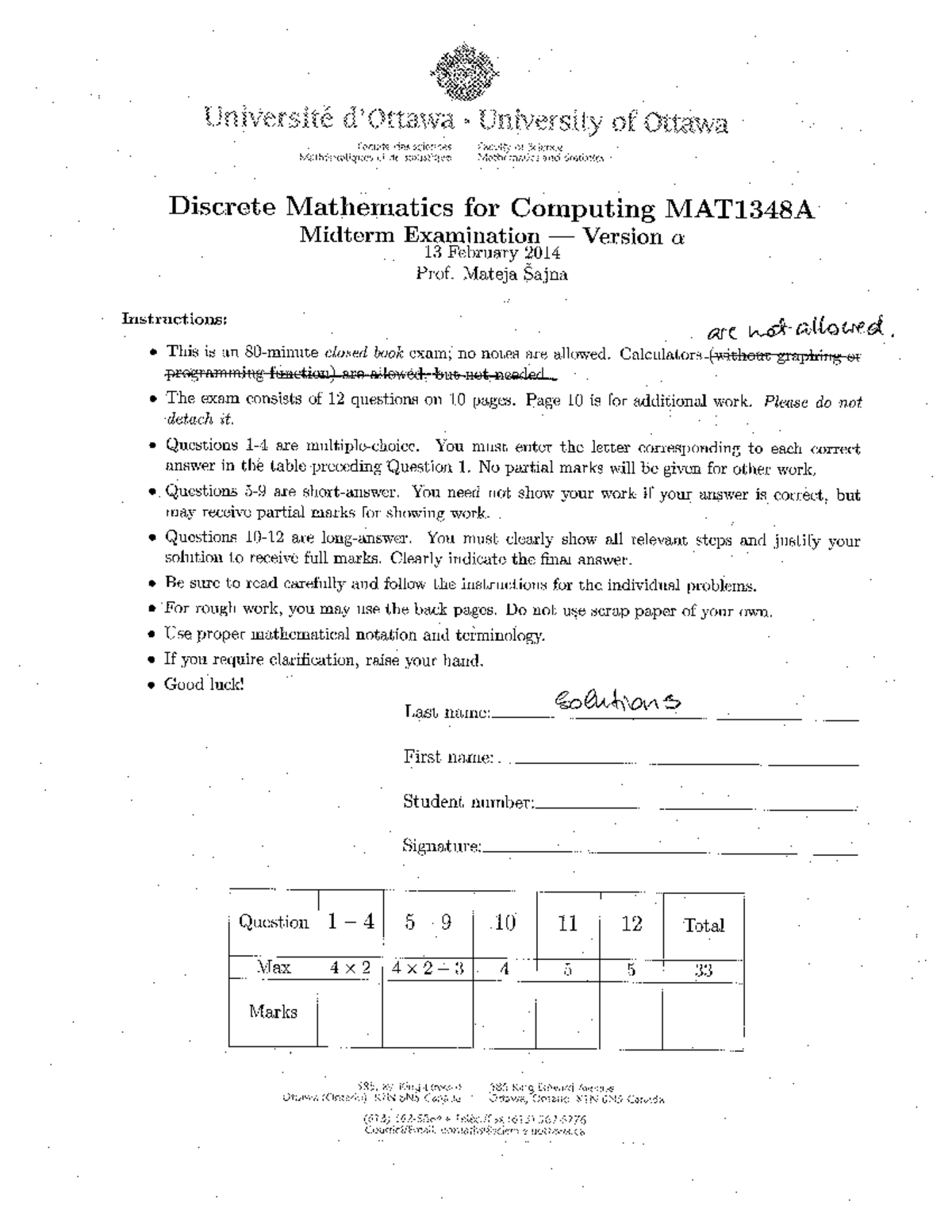 FINAL EXAM MIDTERM 2014 (discrete math) - MAT2348 - Studocu