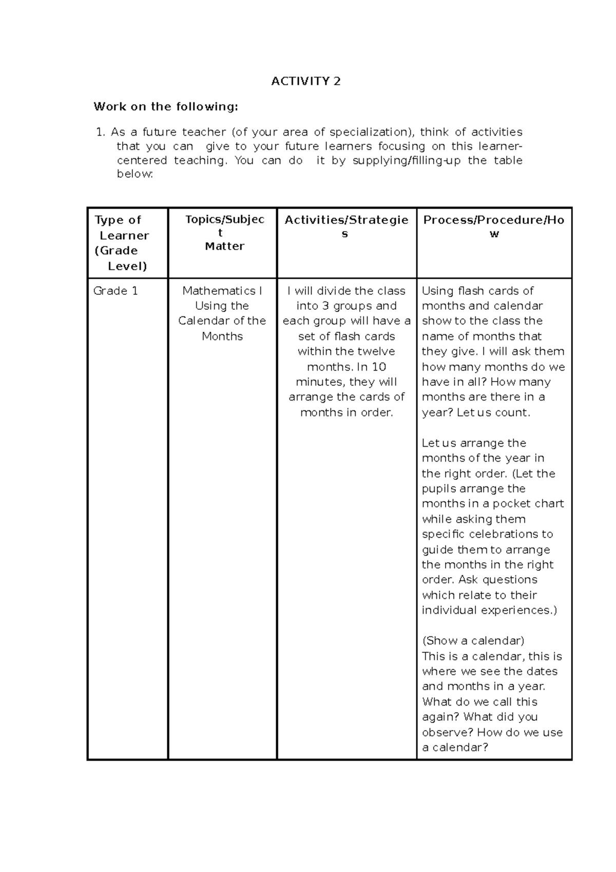 Activity 2 ED4 - Some of my activities - ACTIVITY 2 Work on the ...