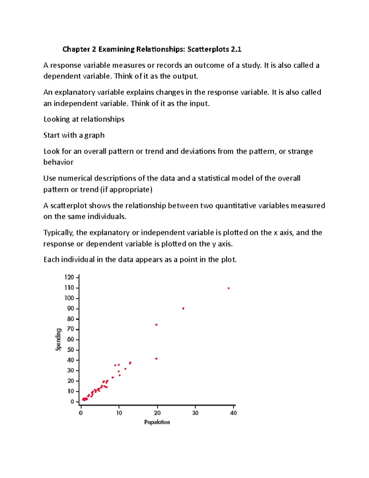 SC-MATH-1532 Chapter 2 part 1 - Chapter 2 Examining Relationships: Scatterplots 2. A response ...