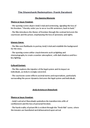 The Shawshank Redemption Notes - The Shawshank Redemption (1994)- Frank ...