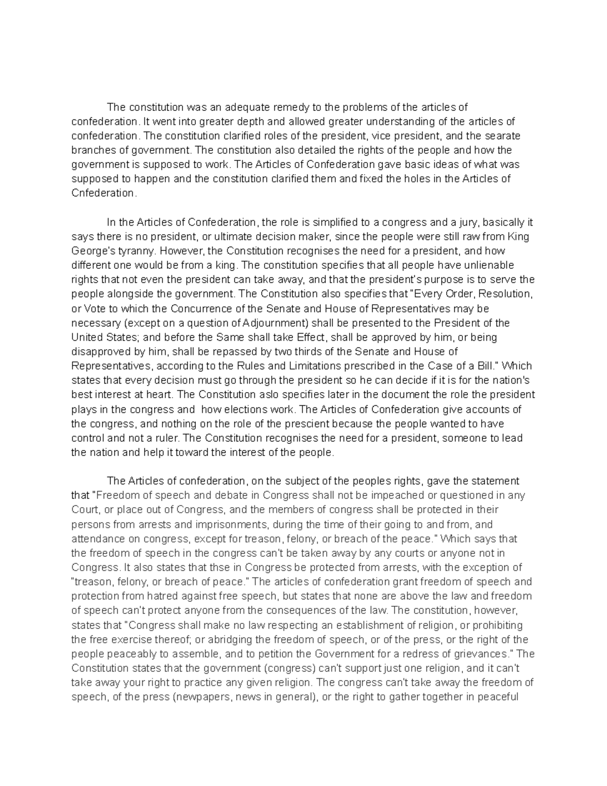 The Constitution Was An Adequate Remedy To The Problems Of The Articles