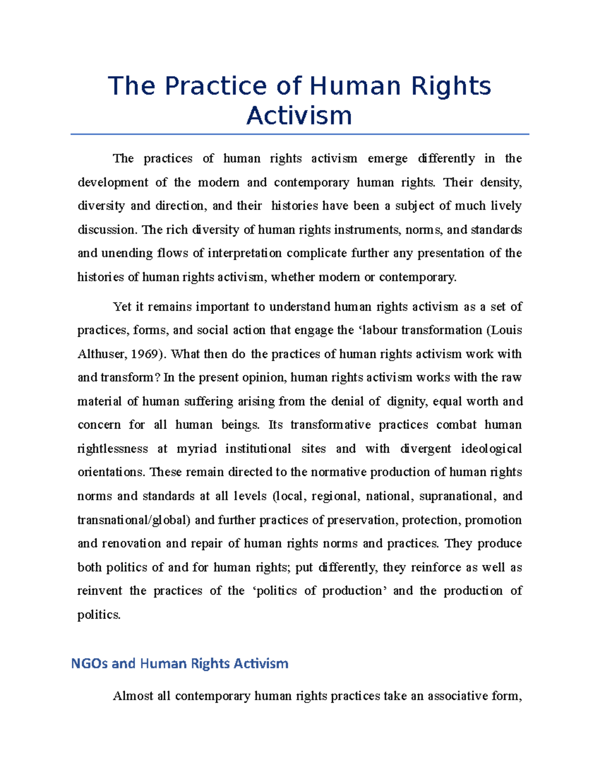 The Practice of Human Rights Activism - The Practice of Human Rights ...