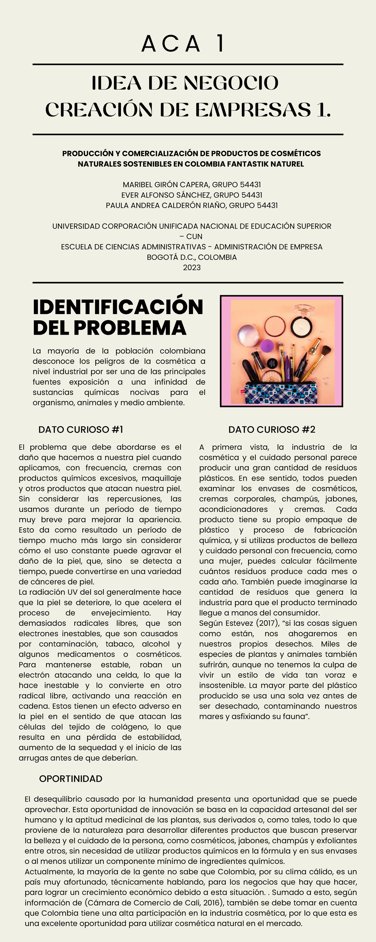 ACA 1 IDEA DE NEGOCIO - IDEA DE NEGOCIO CREACIÓN DE EMPRESAS 1. A C A 1 ...