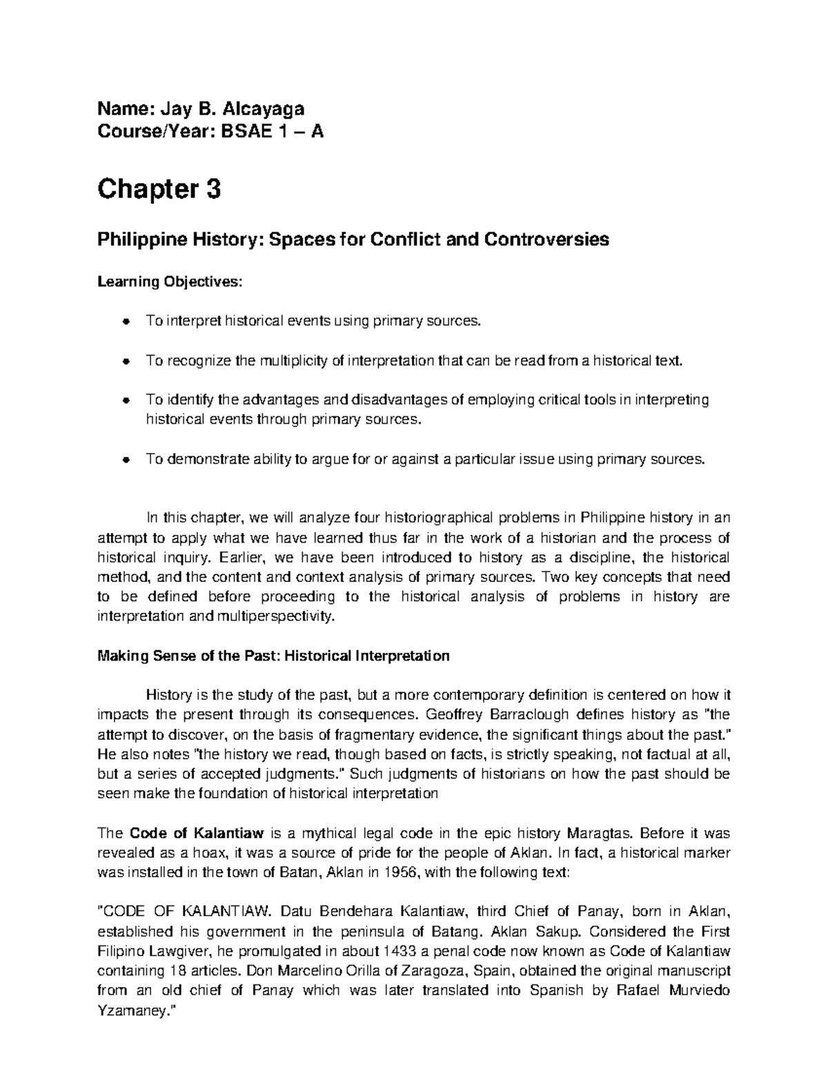 Chapter 3 Philippine History - Spaces for Conflict and Controversies ...