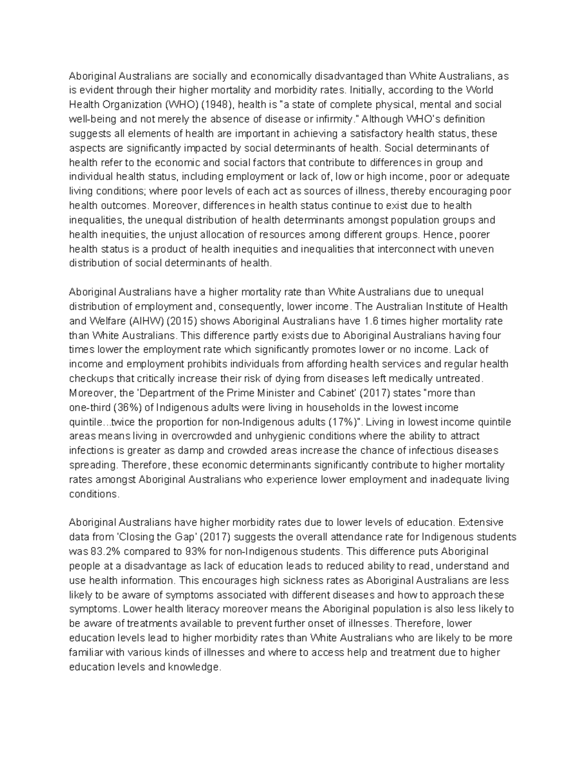 Aboriginal essay - Social and : Social and Economic issues - Aboriginal ...